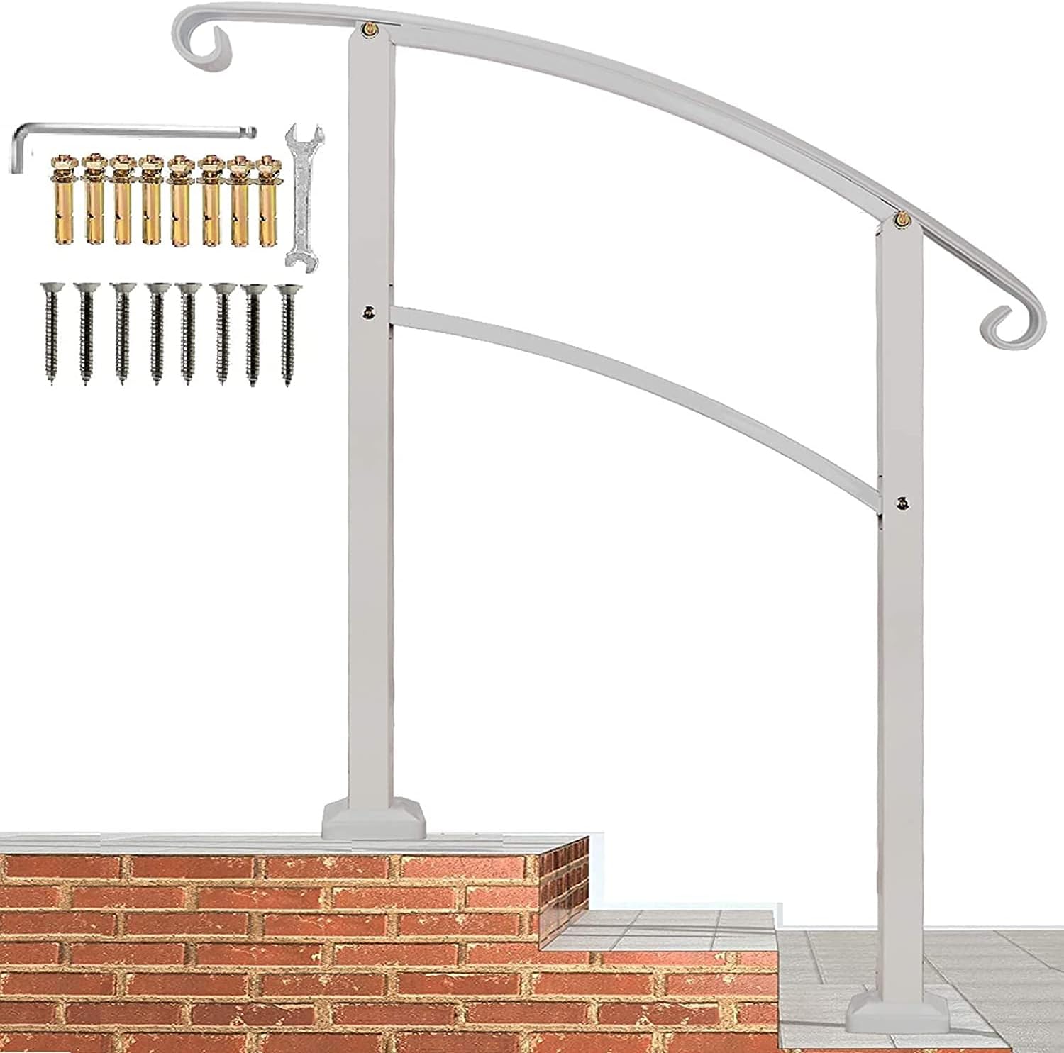 Zwinz Handrails for Outdoor Steps, Adjustable Handrail 4 Step, Wrought ...