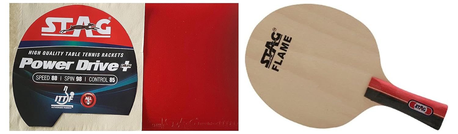 Stag Power Drive Plus Table Tennis Rubber (Red) & Stag Flame Table ...