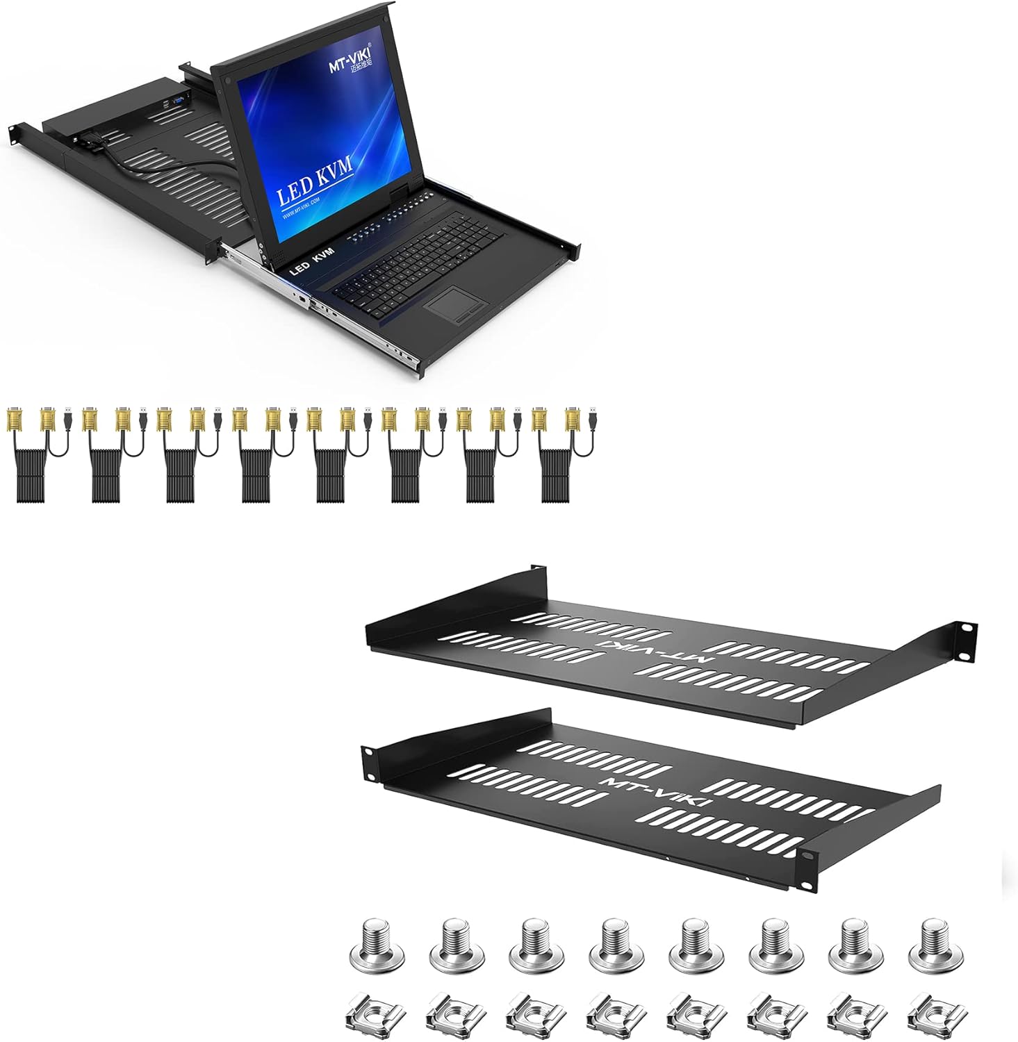 Amazon.com: MT-VIKI 17'' LCD KVM Console 8 Port VGA + 1U Server Rack ...