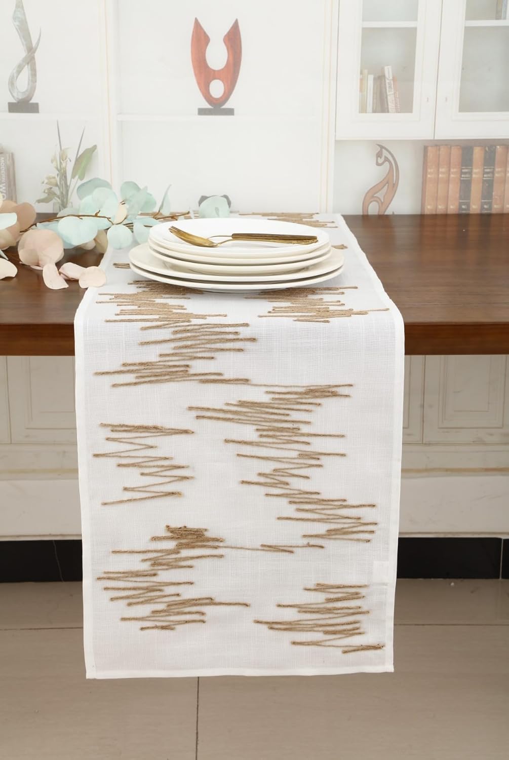 Amazon.com: Praline Linen Table Runner Beige Table Runner with Jute ...