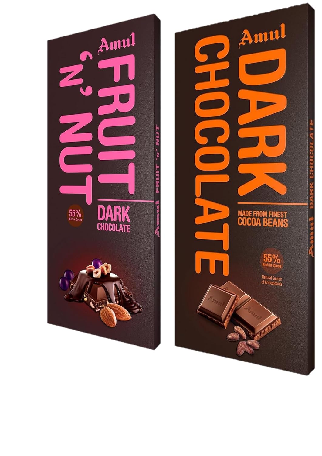 Amul Dark Chocolate And Fruit And Nut Chocolate 150Gm Each Combo Pack ...