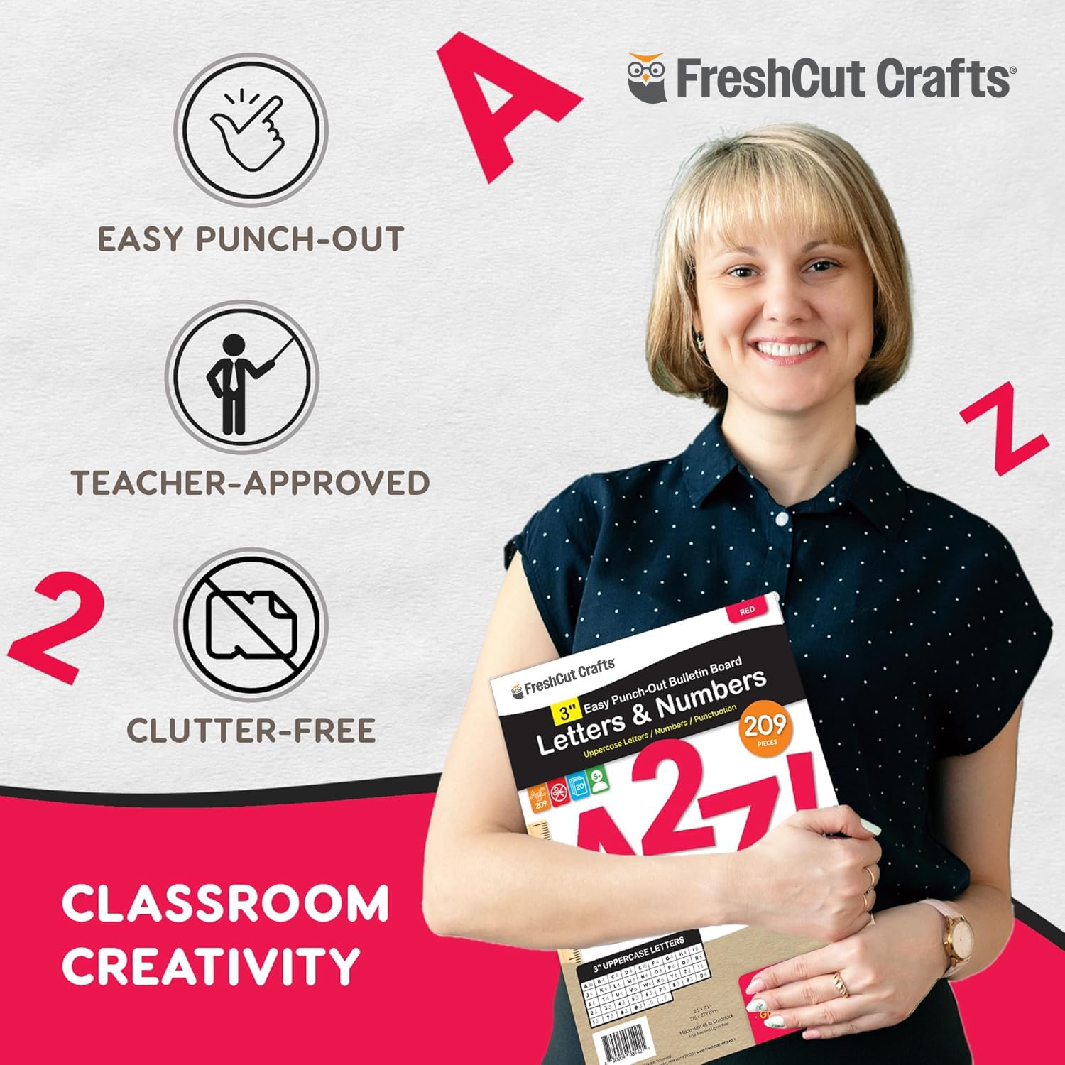 Snapklik.com : 209 Pcs 3" Red Bulletin Board Letters & Numbers, Capital ...