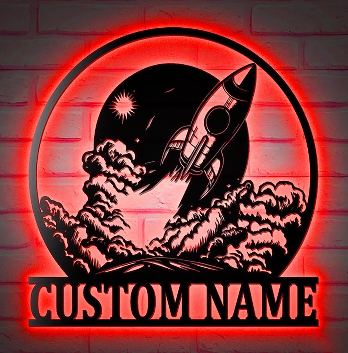 Amazon.com : LALULI Metal Sign, Custom Space Rocket Metal Wall Art With ...