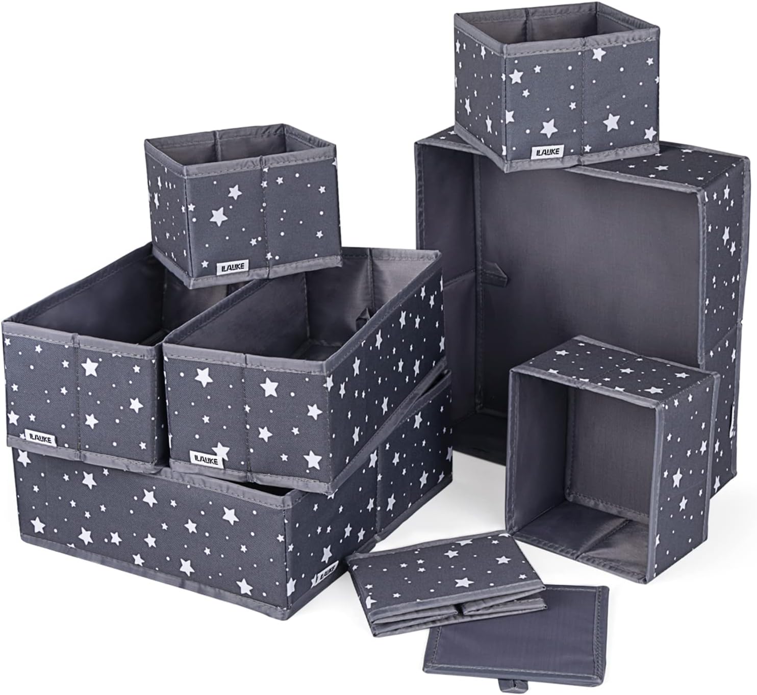 BELLE VOUS 8 Pack of Drawer Organiser Storage Boxes - Foldable Fabric ...