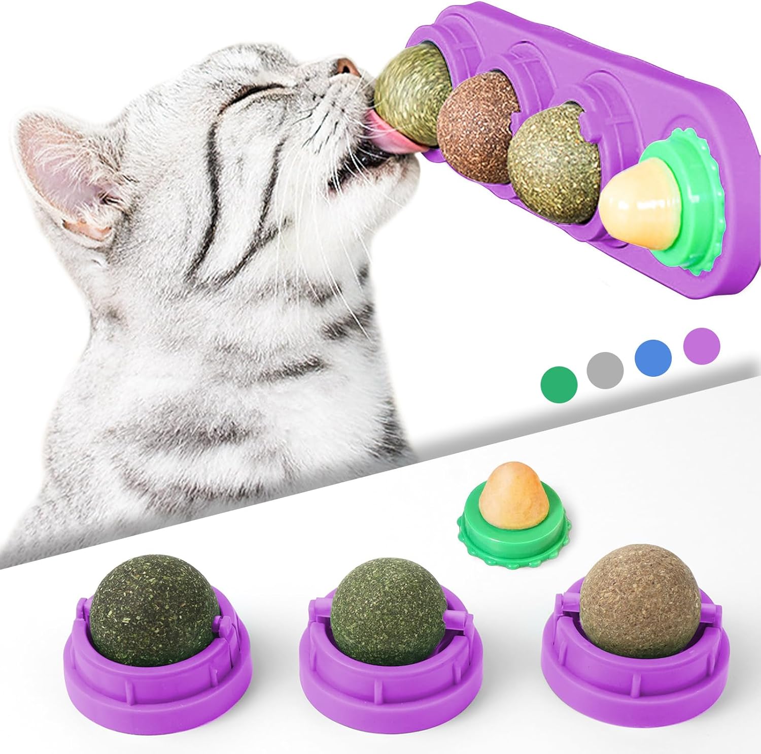 Amazon.com : COSOWO Catnip Wall Ball 4 Pcs for Cats, Catnip Toys Wall & Cat Licking Balls with ...