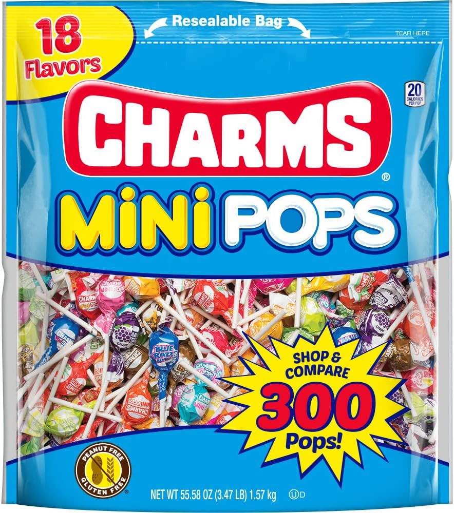 Amazon.com : Charms Mini Pops 18 Assorted Flavors with Resealable Bag ...