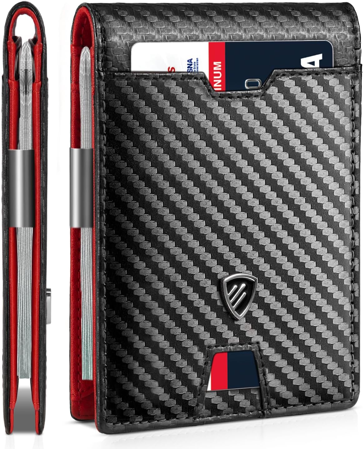 Amazon.com: RUNBOX Mens Slim Wallet with Money Clip RFID Blocking ...