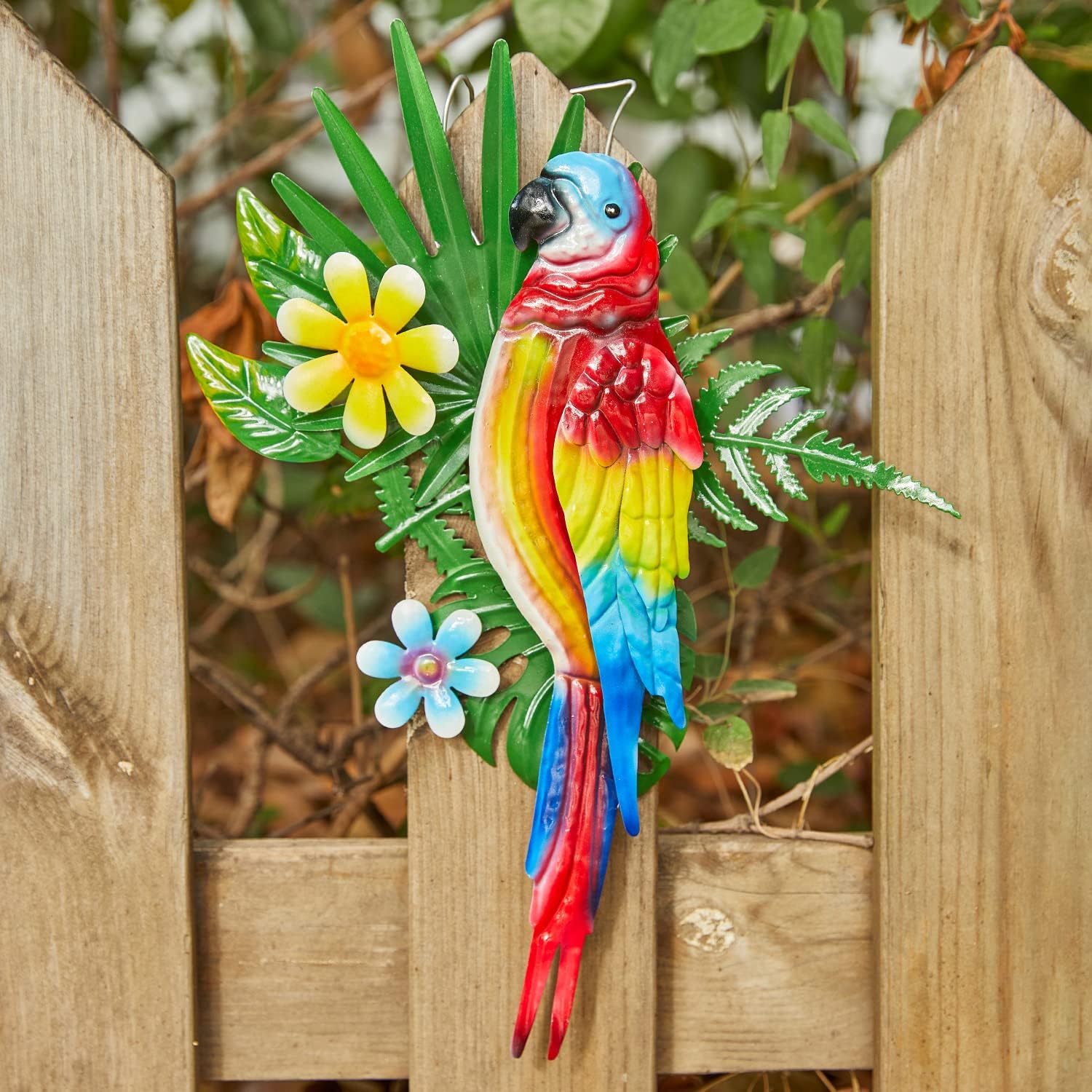 Amazon.com : 12.2" Metal Parrot Wall Art Decor Colorful Bird 3D Outdoor ...