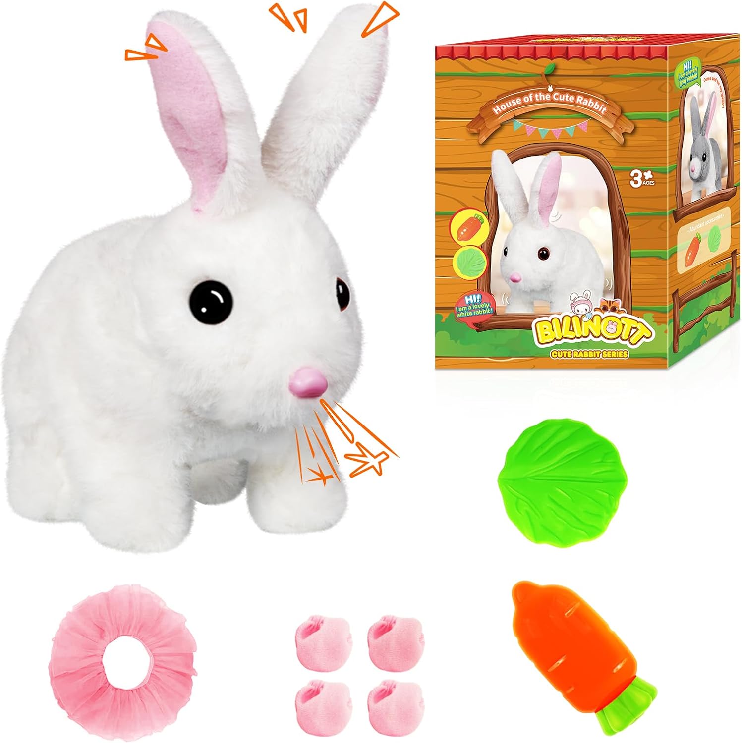 Amazon.com: Bilinott Bunny Toys for Kids, Realistic Rabbit Toys with ...