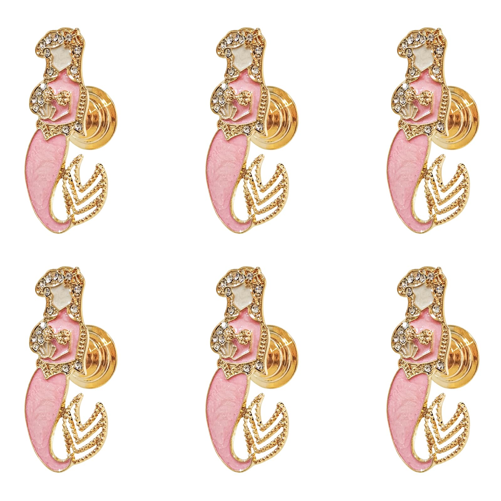 Pink Mermaid Cabinet Knobs, 6 Pack Cute Style Dresser Handle Knobs Zinc ...