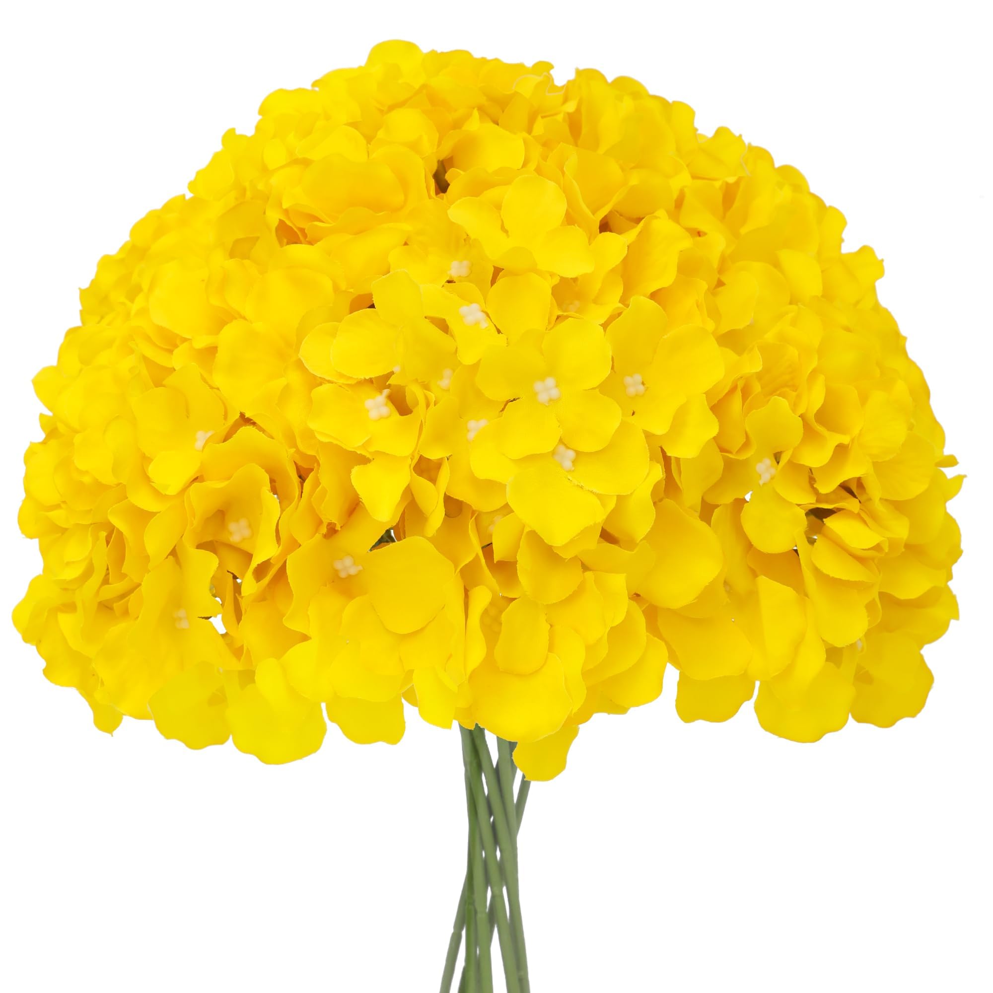 Amazon.com: FLORRALIA Fake Yellow Hydrangea Artificial Flowers - Faux ...