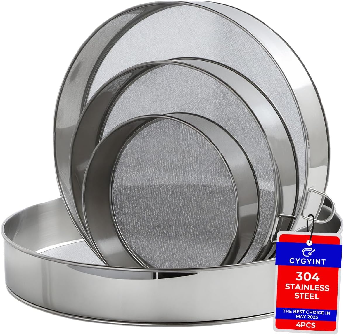 Amazon.com: CYGYINT 4Pcs fine mesh flour sifters, 4'' 6'' 8'' 10'' Fine ...