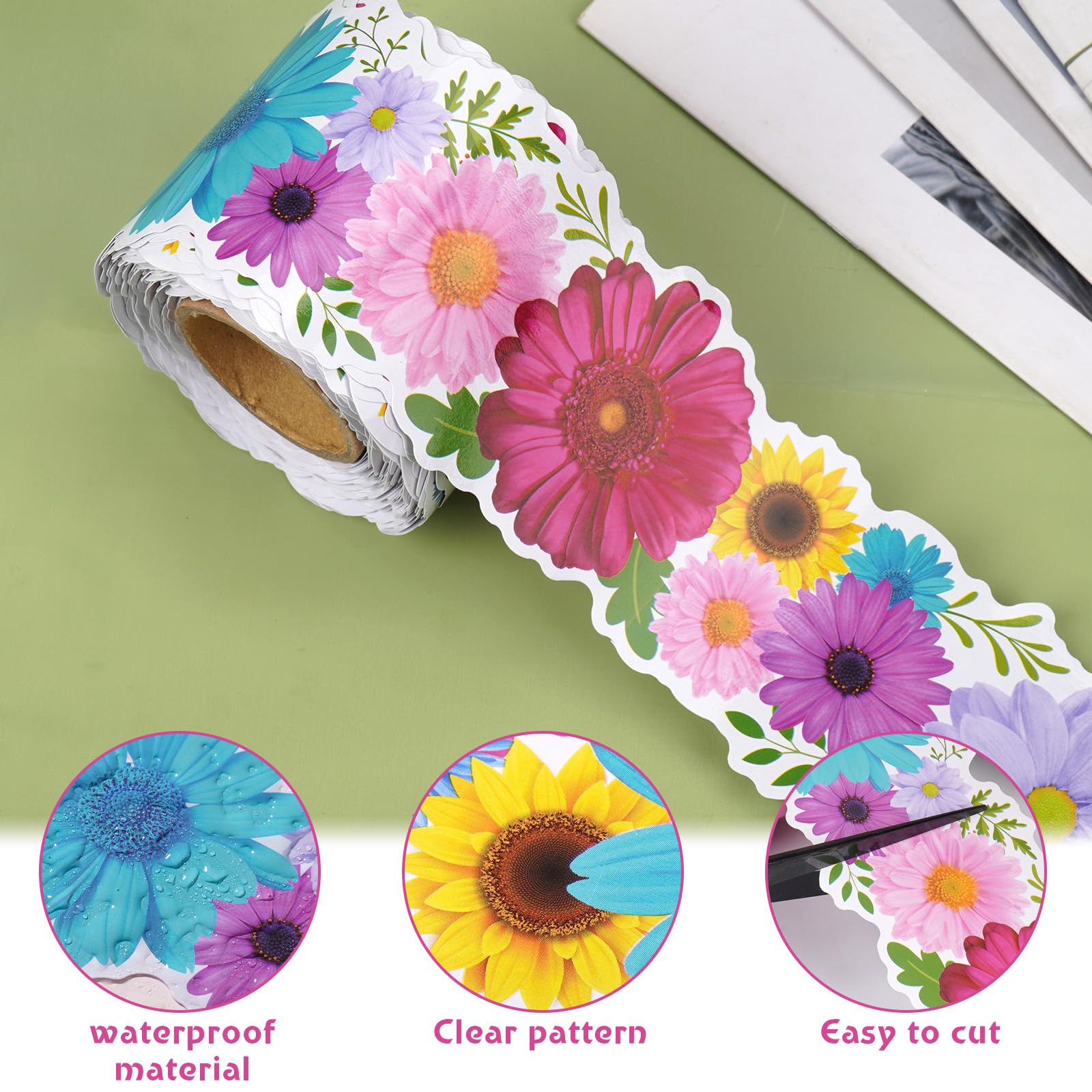 Snapklik.com : 66ft Bulletin Board Borders Daisy Flower Die-Cut Border ...