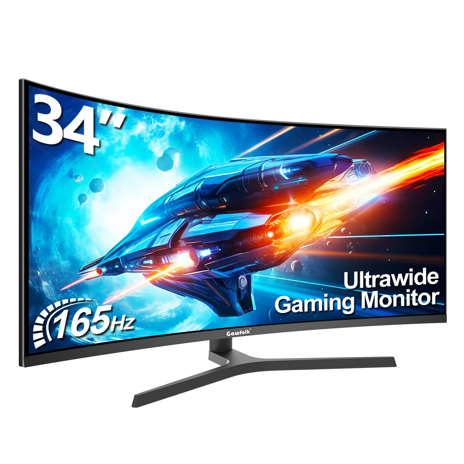 Gawfolk 34 inch ultrawide Curved Gaming Monitor, UWQHD 3440x1440, 1500R ...