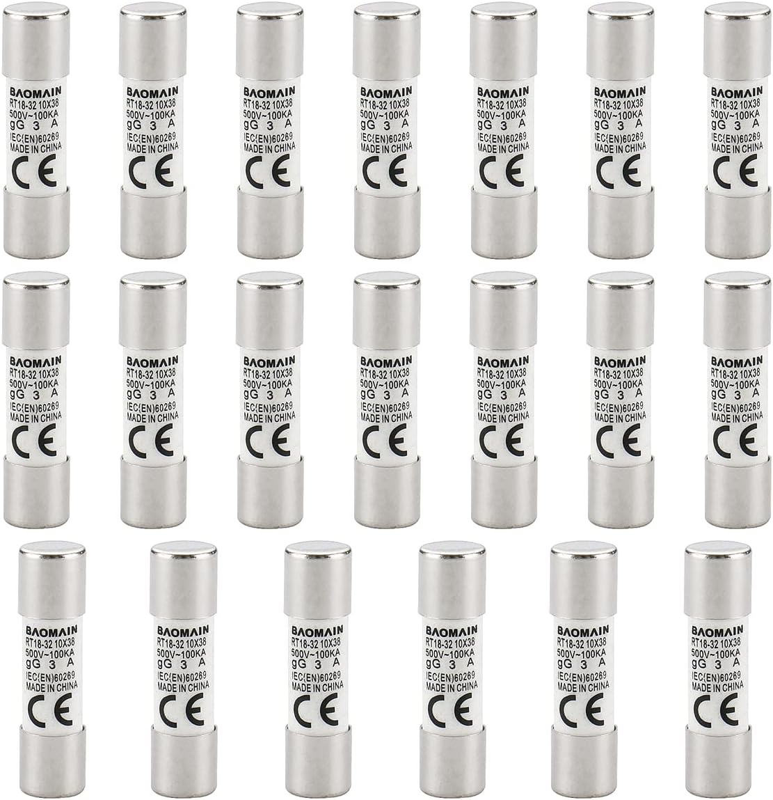Baomain Fuse Link RT18-32 (RO15 RT14 RT19) 3A Cylindrical Ceramic Tube ...