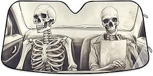 Amazon.com: Oarencol Car Windshield Sun Shade Funny Skeleton Skull ...