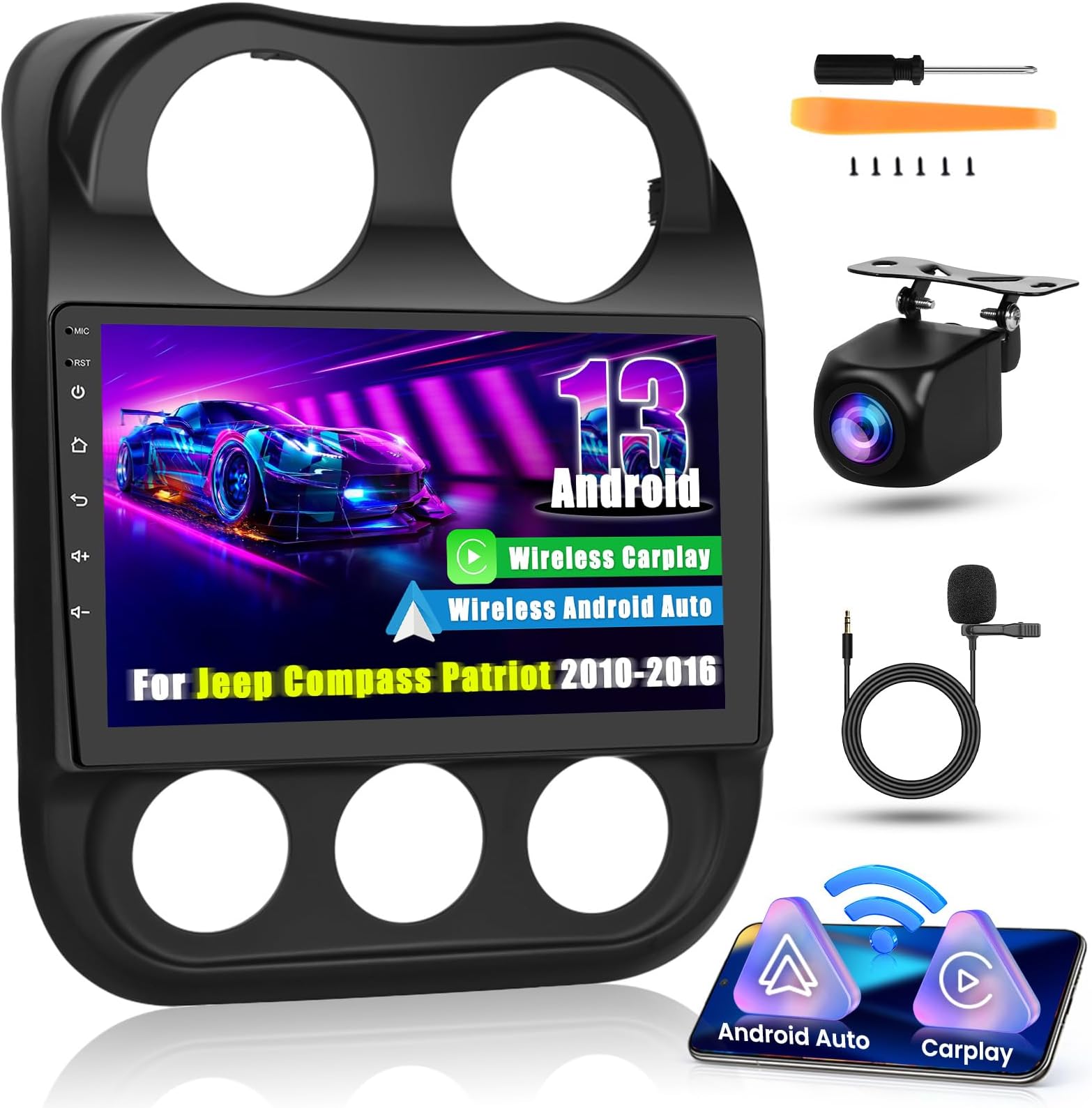 Amazon.com: Android 13 Car Stereo for Jeep Compass Patriot 2010-2016 ...
