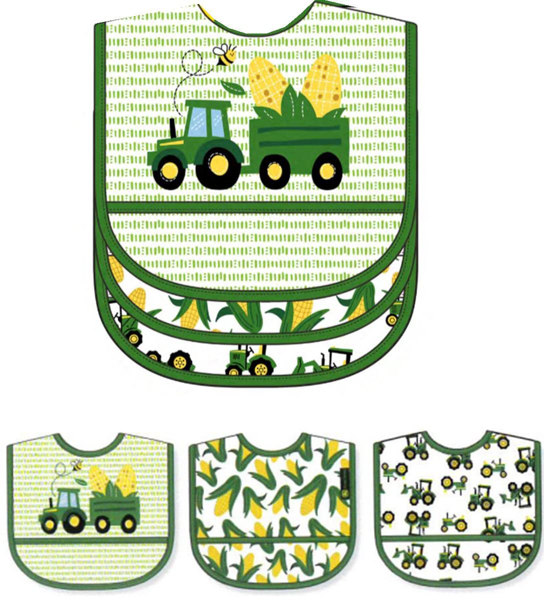 Amazon.com: John Deere 3 Pack Tractor, Corn Peva Bibs Front Pocket ...