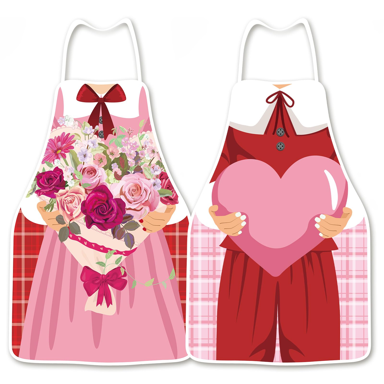 Amazon.com: 2 Pcs Valentine's Day Aprons Rose and Heart Apron Valentine ...