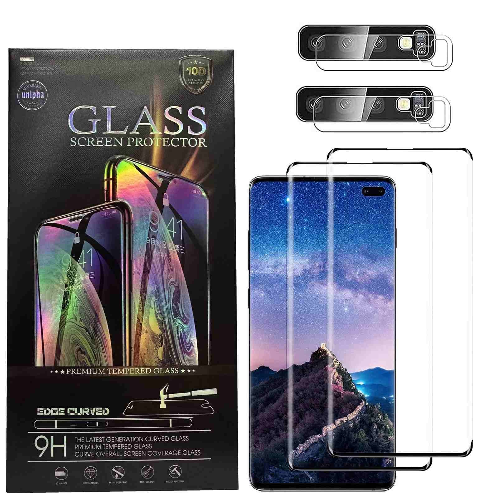 For Samsung Galaxy S10 Tempered Glass Screen Protector + Camera Lens ...