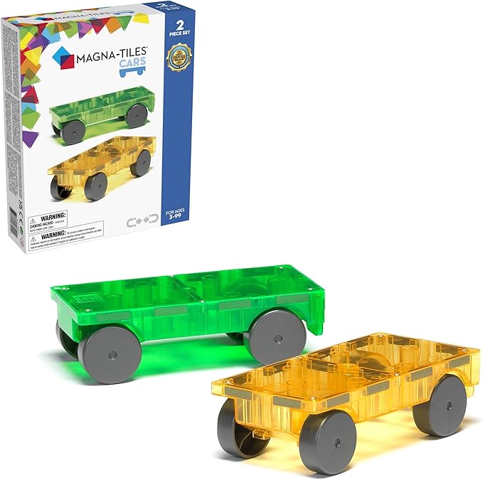 Amazon.com: MAGNA-TILES Cars – Green & Yellow 2-Piece Magnetic ...