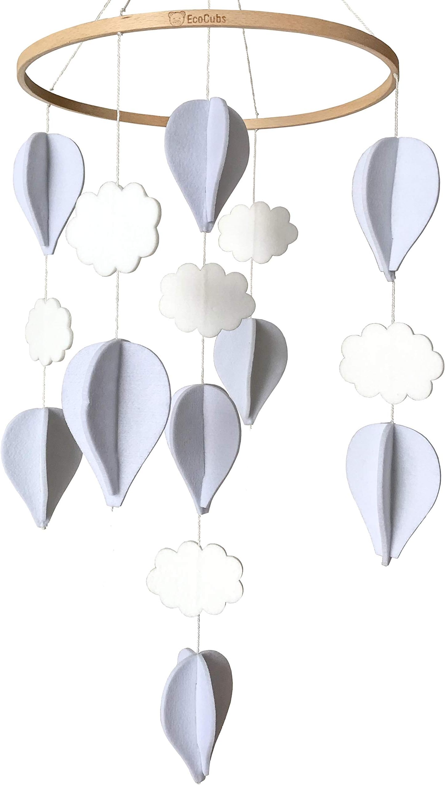 Amazon.com : EcoCubs Handmade Baby Crib Mobile | White & Pale Grey ...