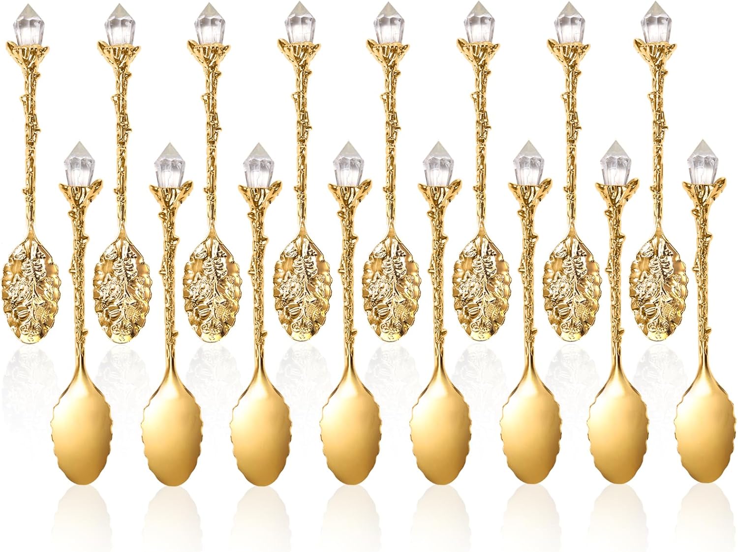 Amazon.com: Covzoe 16 Pieces Retro Spoons, Crystal Alloy Coffee Spoons ...