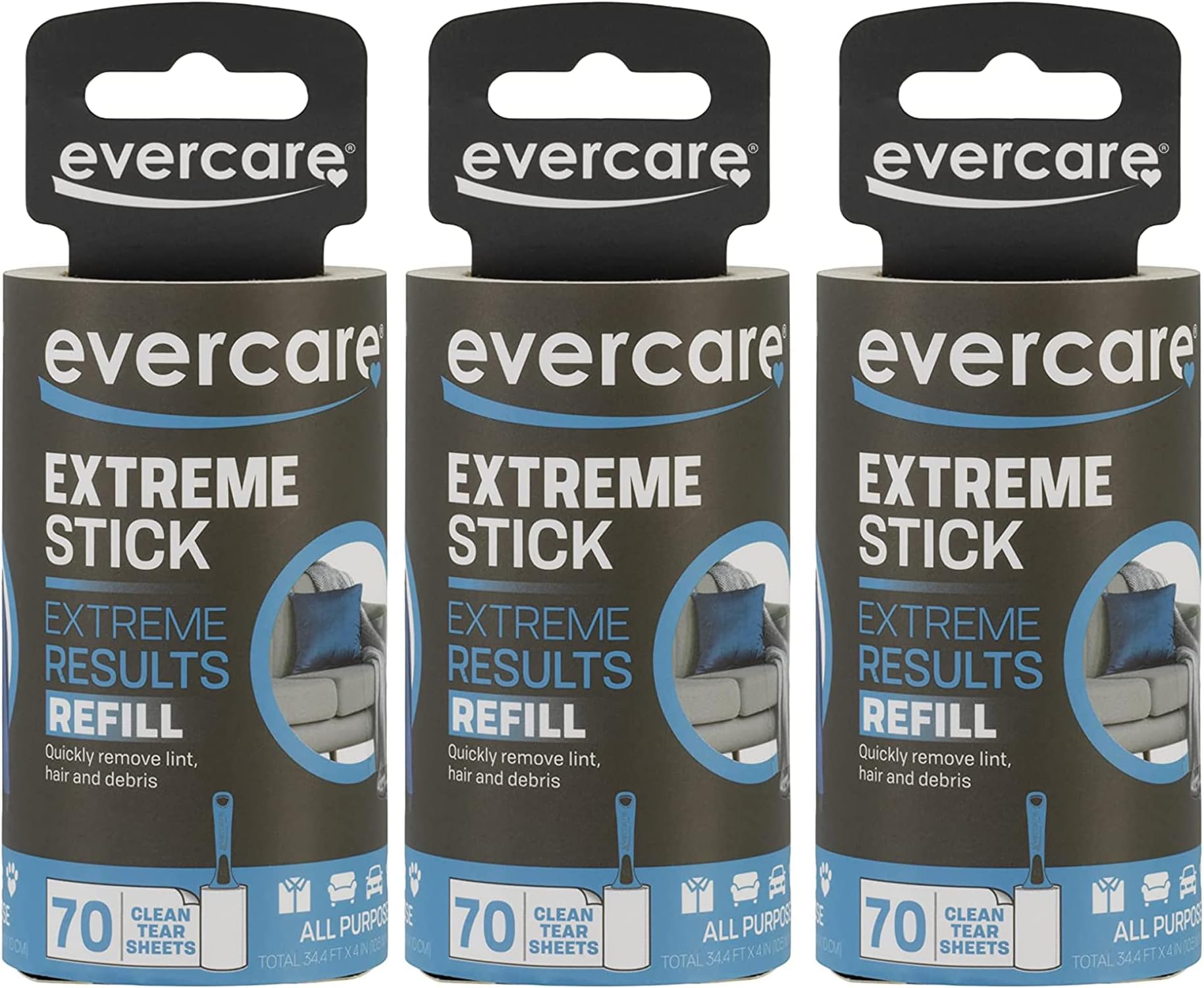 Amazon.com: Evercare EXTREME Stick Lint Roller Refill, 210 Sheets ...