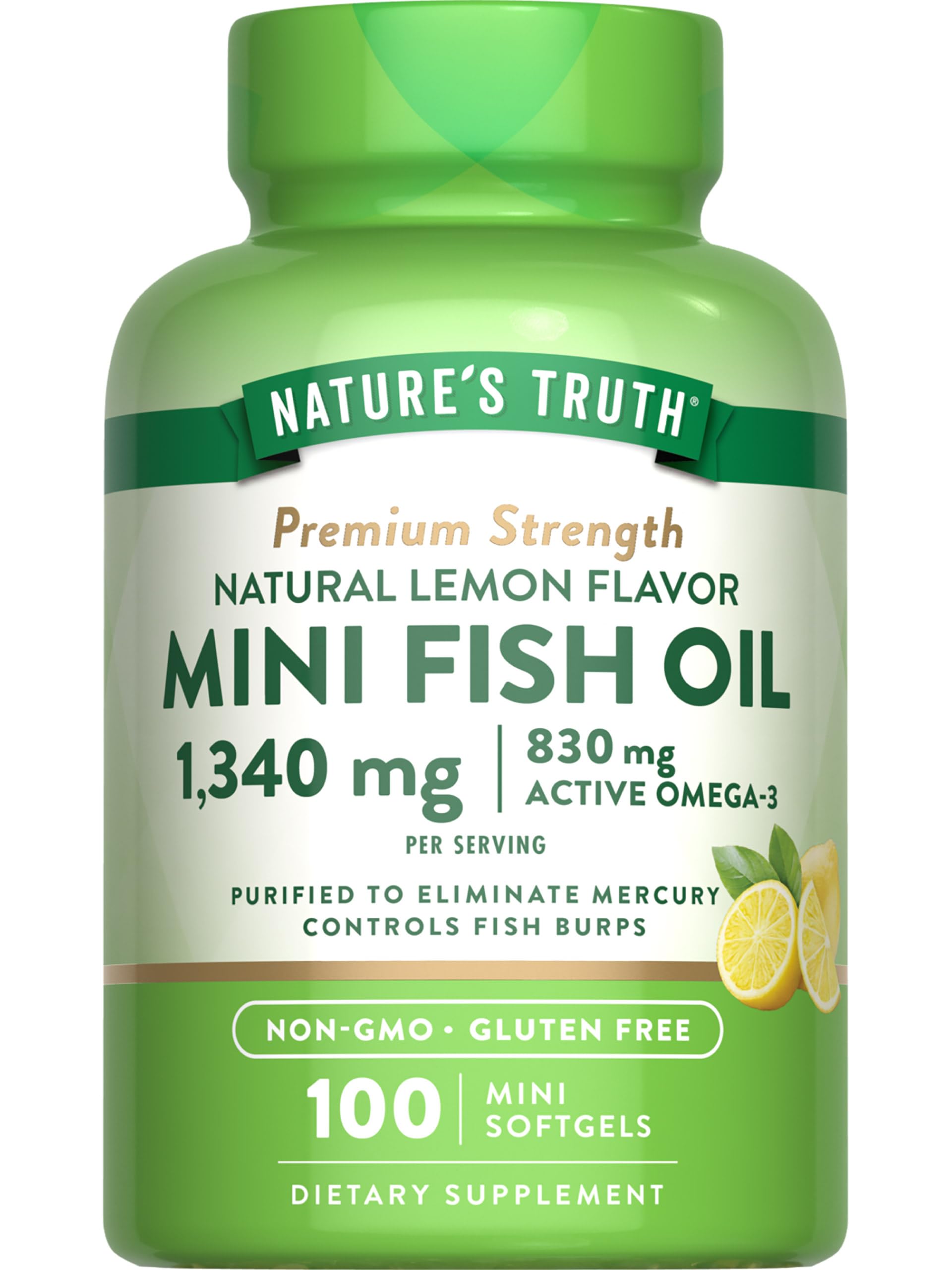 Amazon.com: Nature's Truth Mini Fish Oil Omega 3 | 1340 mg | 100 ...