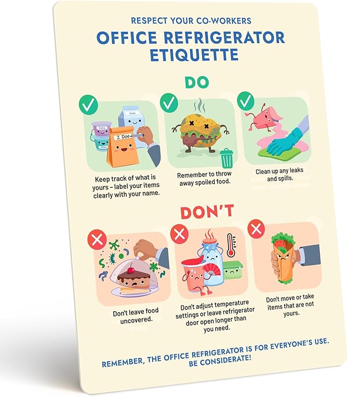 Amazon.com: Office Refrigerator Etiquette Guide - Magnetic Signs for ...