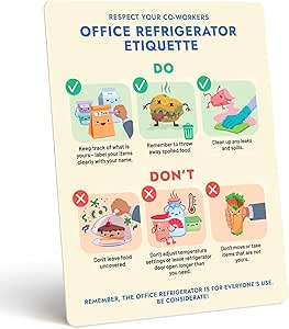 Amazon.com: Office Refrigerator Etiquette Guide - Magnetic Signs for ...