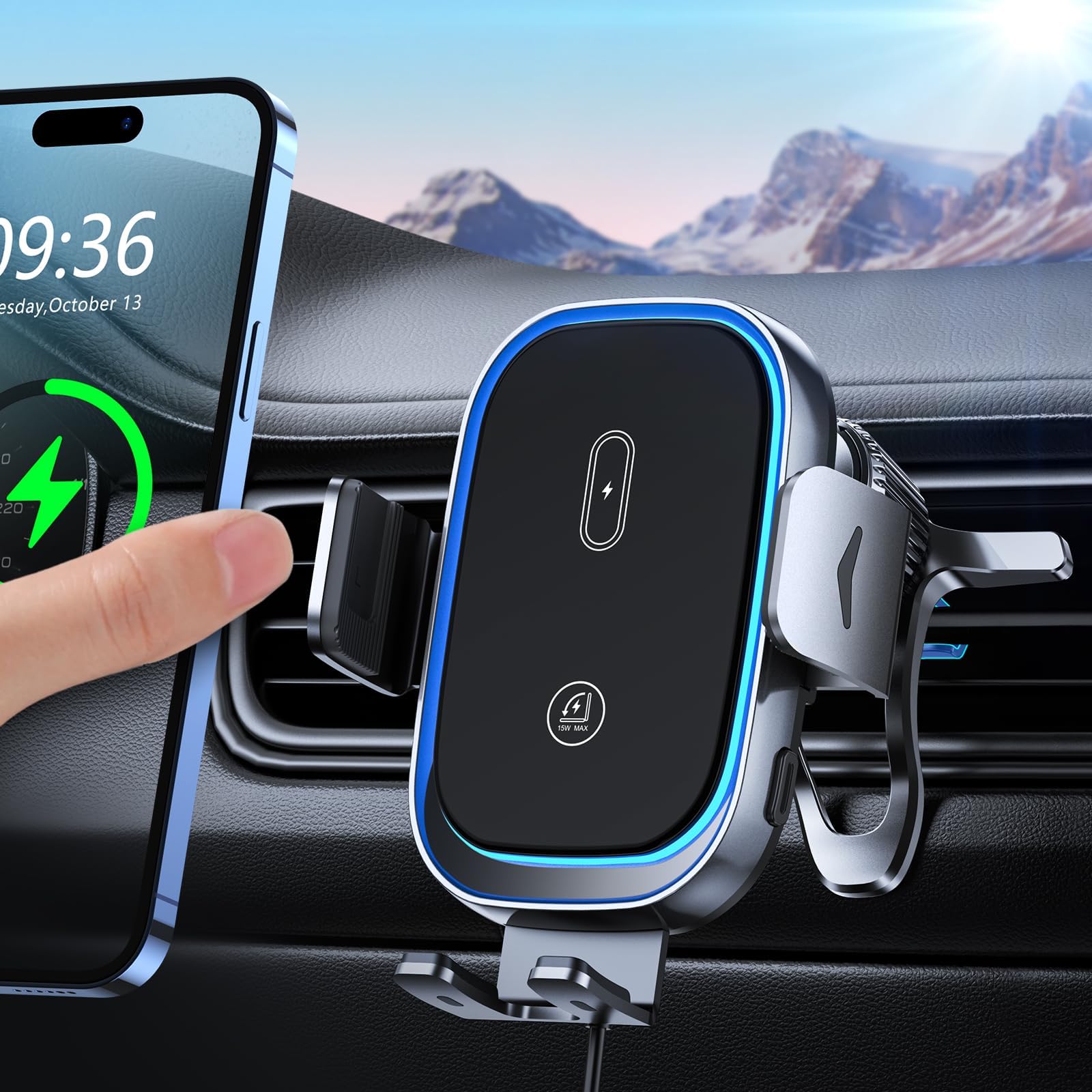 Mohard Car Phone Holder Wireless Charger, [Auto-Clamping] Dual-Coil ...