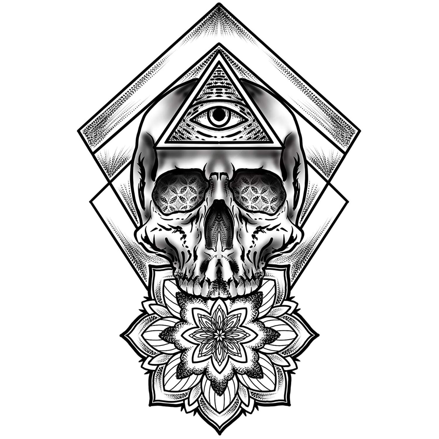 Skull Totem Pole Tattoos Amazon.com: PADOUN Black Totem Flower Skull