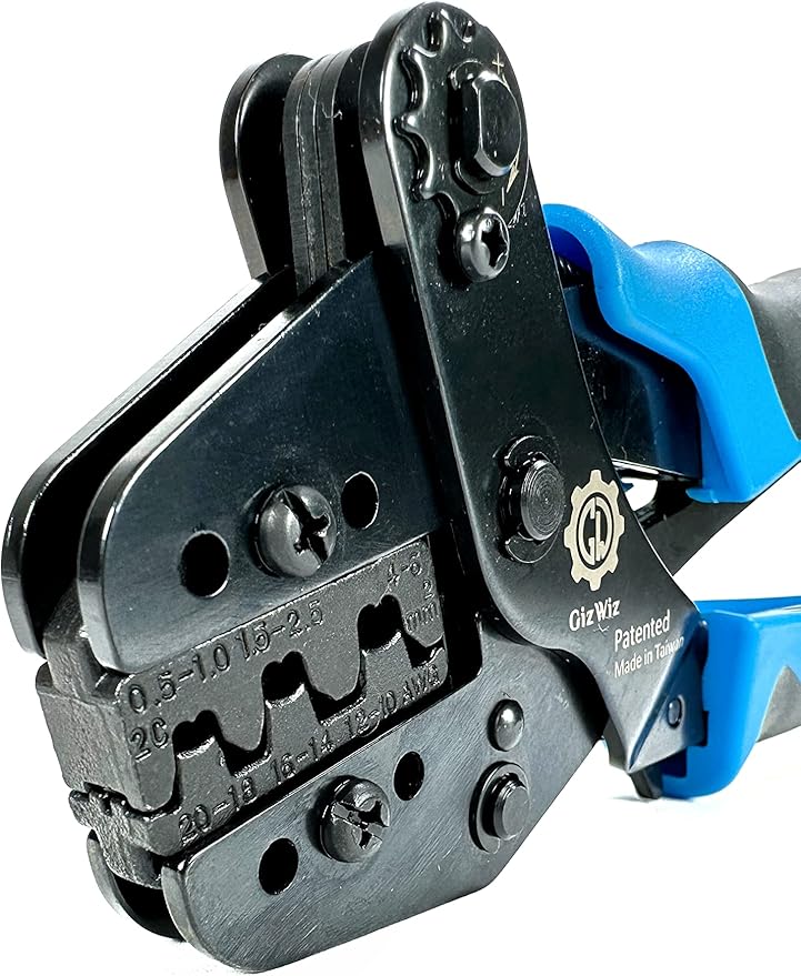 GIZWIZ Parallel Action Ratchet Crimp Tool for Non-insulated Open Barrel ...