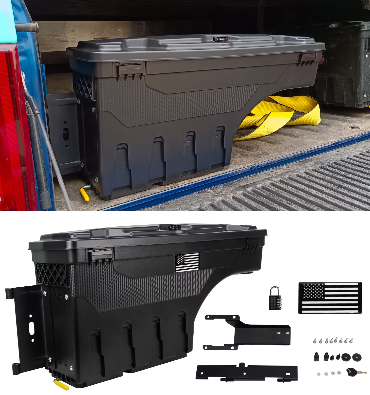 POETRYXIAO Lockable Truck Bed Storage Box with Password Padlock for ...