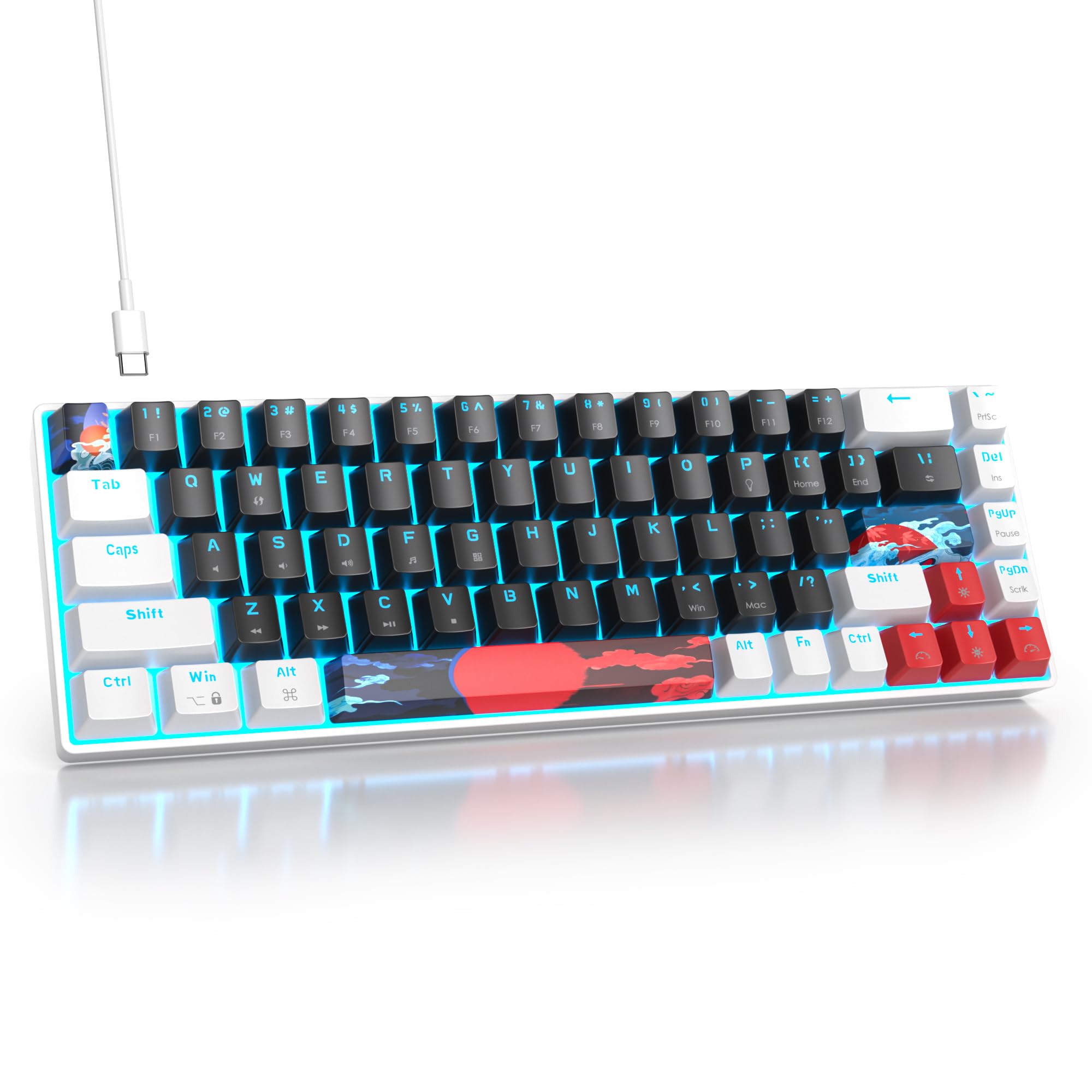 Amazon.com: Mosptnspg Protable 60% Percent Gaming Keyboard Mechanical ...