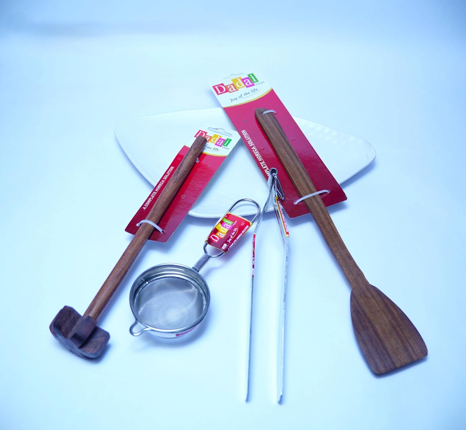 Dadai sales Stainless Steel and Wooden Sheesham Kitchen Utensil Set | 4 ...