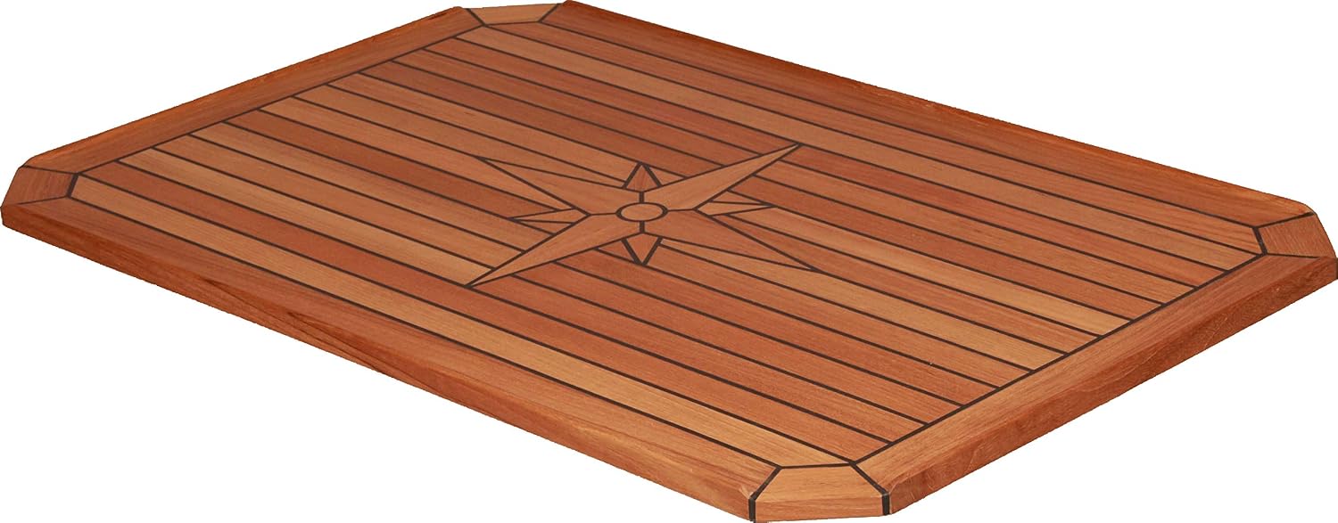 Amazon.com: Teak Table Top with Nautic Star and Cut Corners 4 Sizes ...