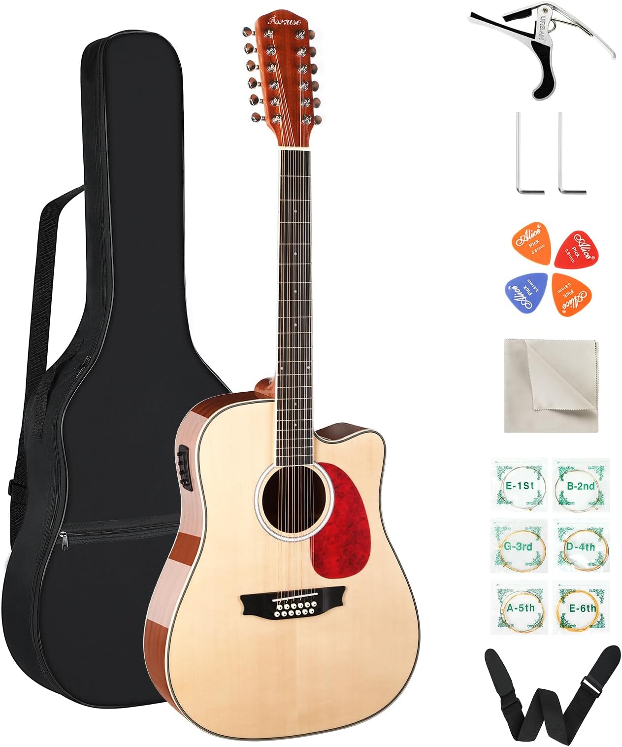 Amazon.com: Gosila 10 String Electric Acoustic Bajo Quinto Solid Cedar ...