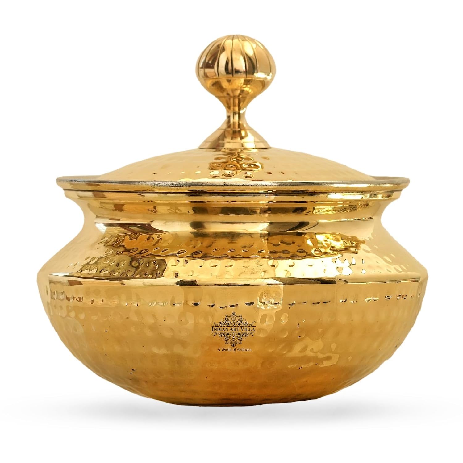 Buy INDIAN ART VILLA Brass Handi for Cooking with Tin Lining Inside ...