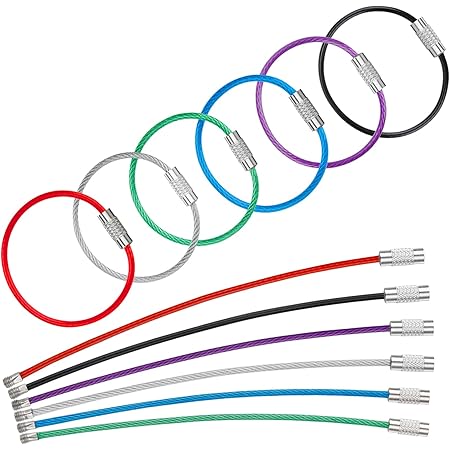 bayite Pack (100) Stainless Steel Wire Keychains Cable, Key Rings ...
