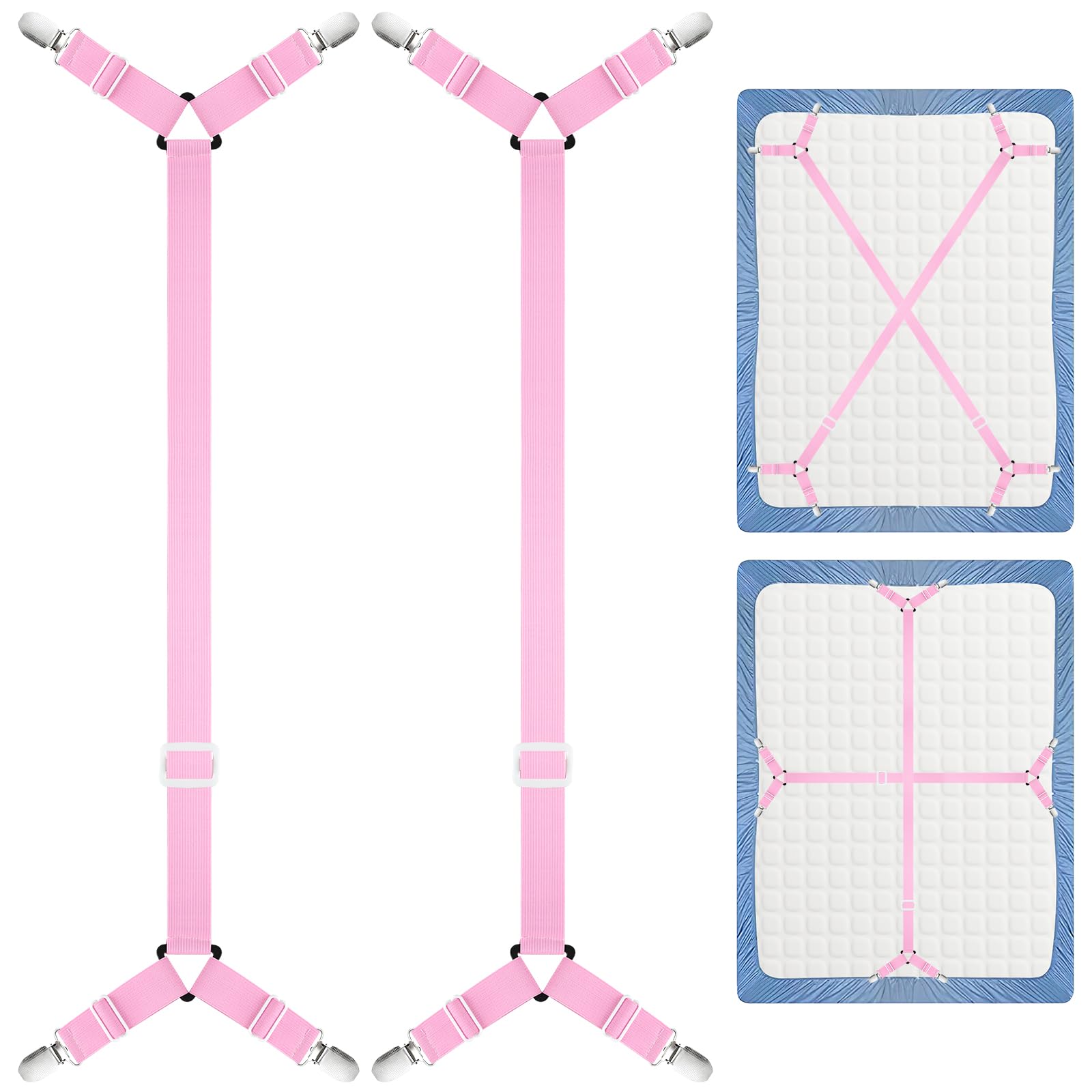 Amazon.com: Morcheiong 2 Pack Bed Sheet Fasteners Straps Adjustable Bed ...