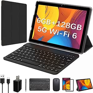 Tablet de 10,1 polegadas com estojo, teclado e mouse, tablet Android 12 ...