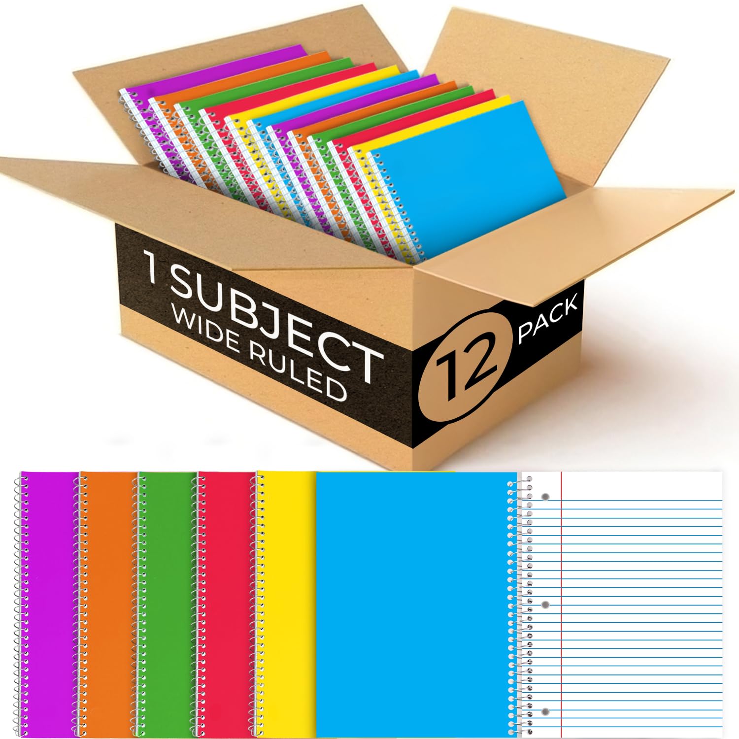 Snapklik.com : Rosmonde 1 Subject Spiral Notebook, 12 Pack, Wide Ruled ...
