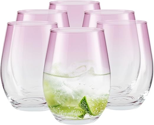 TREND FOR HOME Coloured Water Glasses 580 ml Set of 6 Coloured Glasses ...