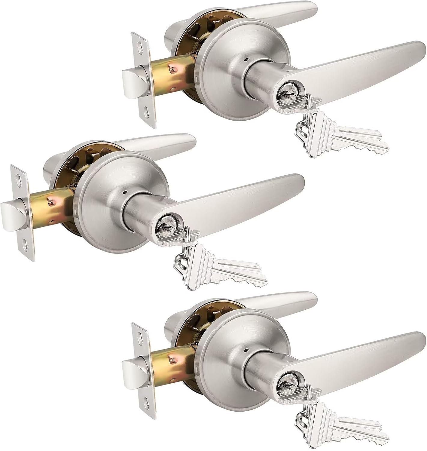 Probrico (3 Pack Keyed Entry Door Lever Lock for Exterior Door ...