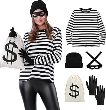 Amazon.com: IMISHM 5 Pieces Robber Costume Set Include Robber Costume ...