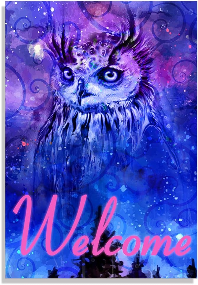 Amazon.com : Yilooom Decorative Garden Flag Owl Welcome Welcome ...