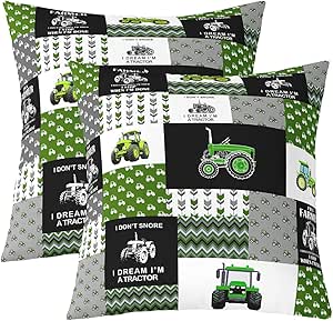 Amazon.com: Cartoon Tractor Pillow Covers 20x20 Set of 2 Boys Farm ...