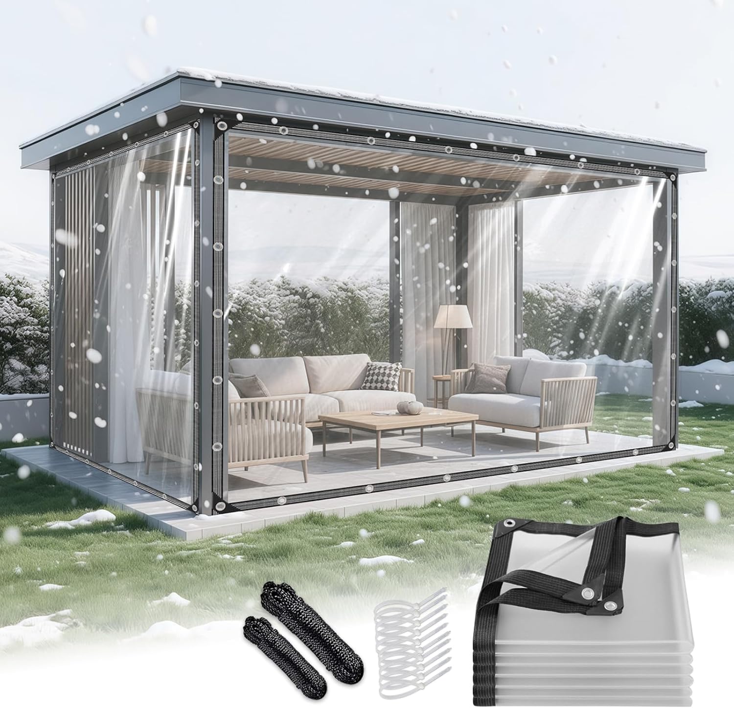 GZXAGZJ Clear Tarp with Grommets 8x20 ft Heavy Duty Clear Tarps 14 Mil ...